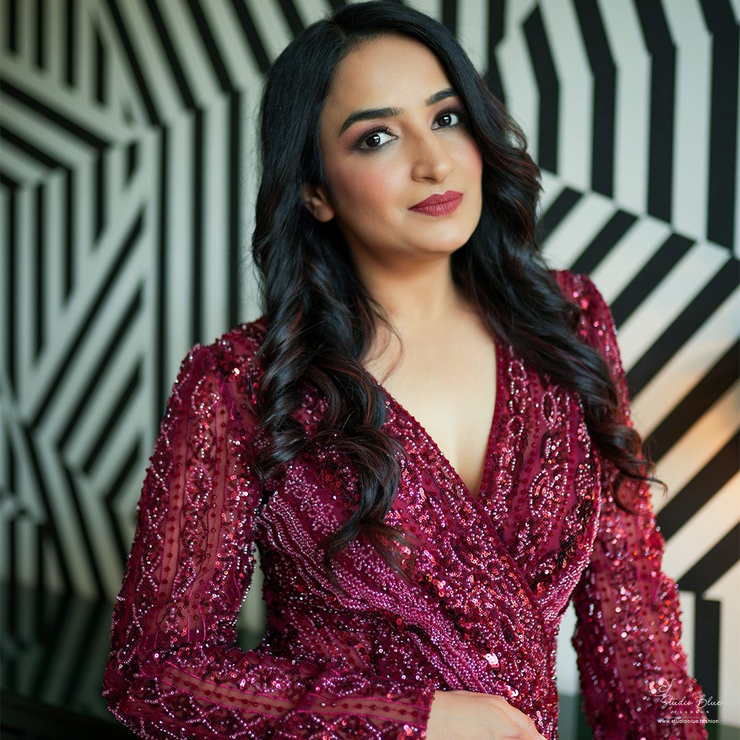 Maroon Full Sequins Gown - Studio Blue Fashion